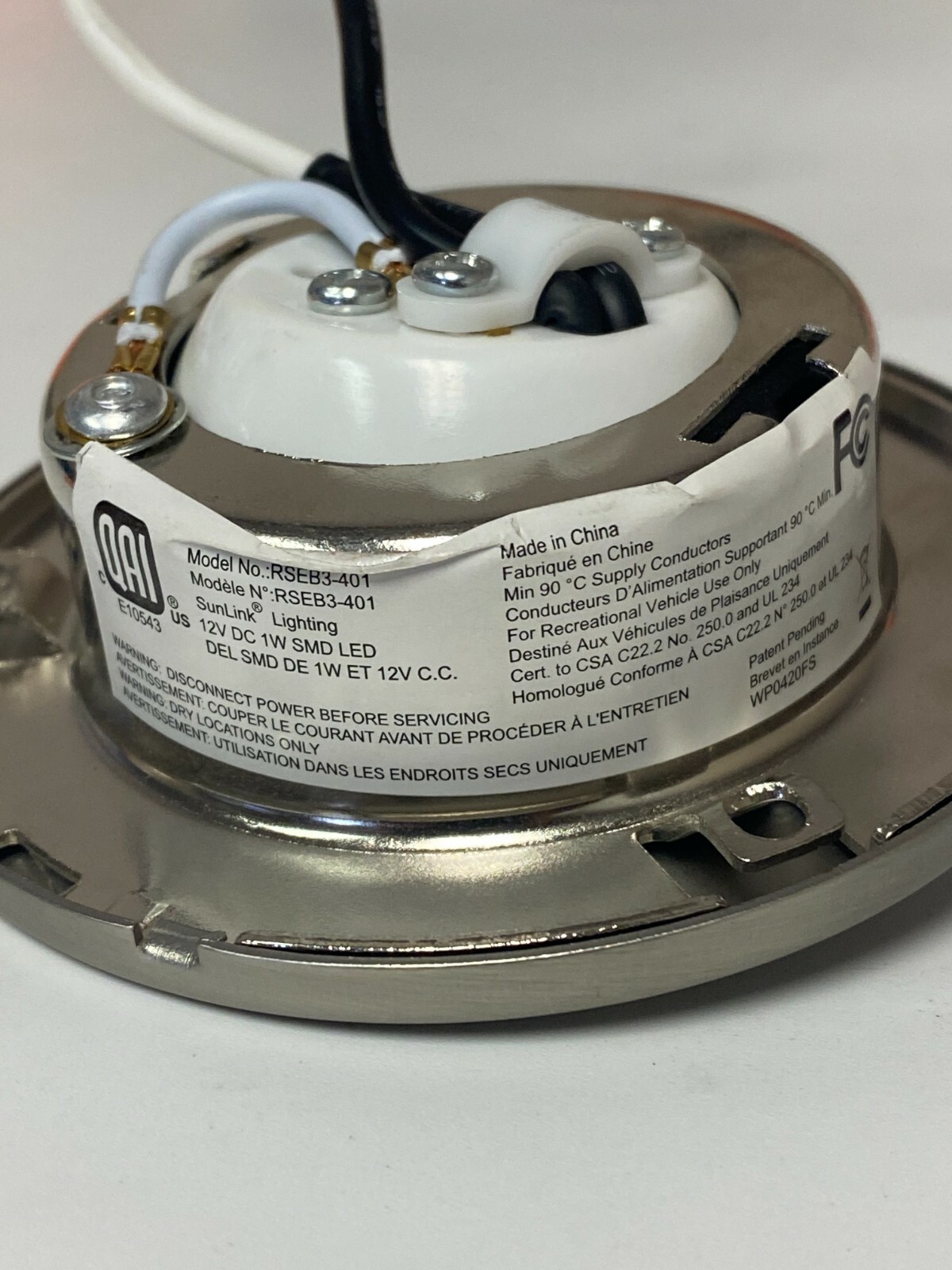 SunLink RSEB3-401 RV Camper 12V 1W SMD LED Brushed Nickel Recessed Can ...