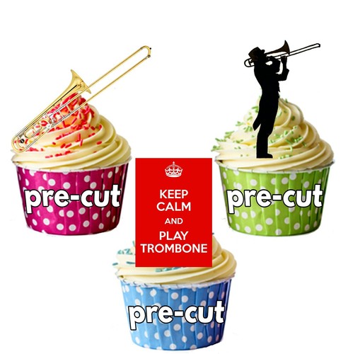 Trombone Blues Jazz PRECUT Edible Cupcake Toppers Cake Decorations ...