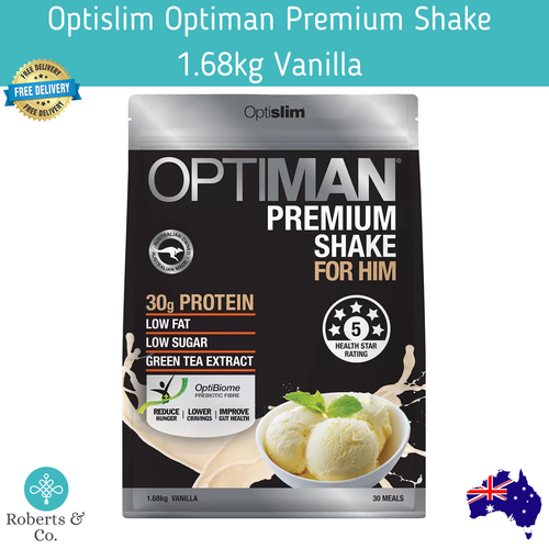 Optislim Optiman Premium Protein Shake 1.68kg Vanilla Weight Loss ...