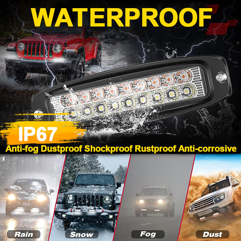 2X 6" Flush Mount LED Work Light Bar Spot Flood Rear Bumper Reverse ...