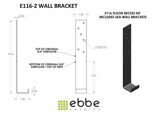 Ebbe Subfloor Recess Kit - Lowering System Bracket Barrier Free Shower ...