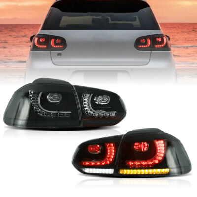 VLAND LED Tail Lights For VW GOLF MK6 GTI R 2010-2013 Full Smoked Rear ...