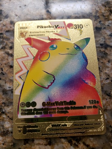 Rainbow Pikachu VMAX Gold Foil Fan Art Hp 310 | eBay