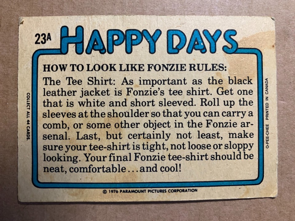 1976 O-Pee-Chee Happy Days Hey Fonz #23A | eBay