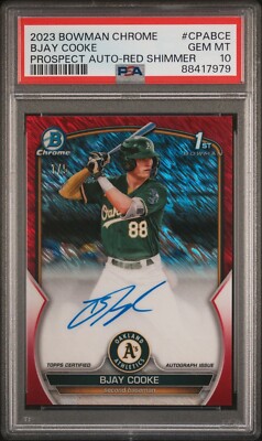 2023 Bowman Chrome 1st Prospect Autograph- Red Shimmer Bjay Cooke /5 ...