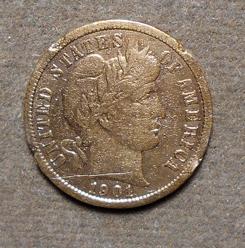 Love Token: JCB? Intertwined Initials On A Gilded 1901 Barber 10c | eBay