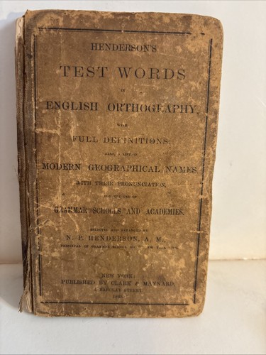 Vintage 1865 Henderson’s Test Words In English Orthography W ...