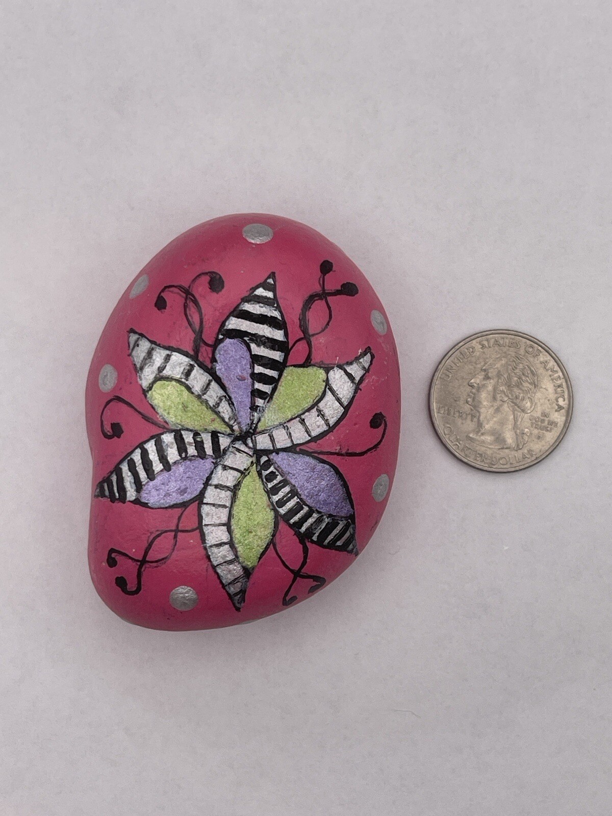 Abstract Geometric Design Flower with Metallic Paint, Painted Rock ...