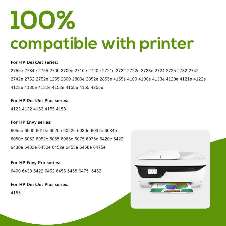 67XL Ink Cartridge for HP 67 Ink Deskjet 2700e 2755e 2800e 4155e Envy ...