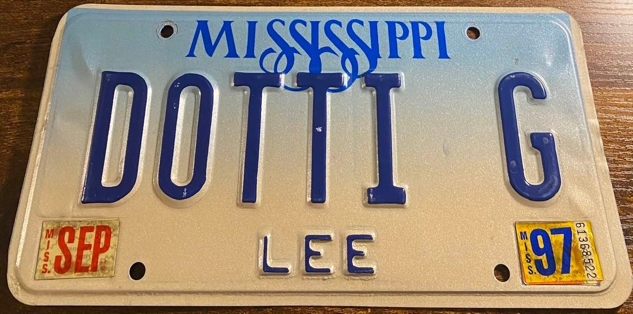 DOTTI G Vanity License Plate Mississippi Vintage | eBay
