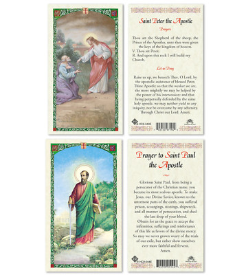 Laminated St. Peter AND St. Paul the Apostles Holy Prayer Card Set ...