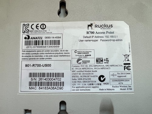 Ruckus R700 Wireless Access Point AP 901-R700-US00 Dual Band PoE ...