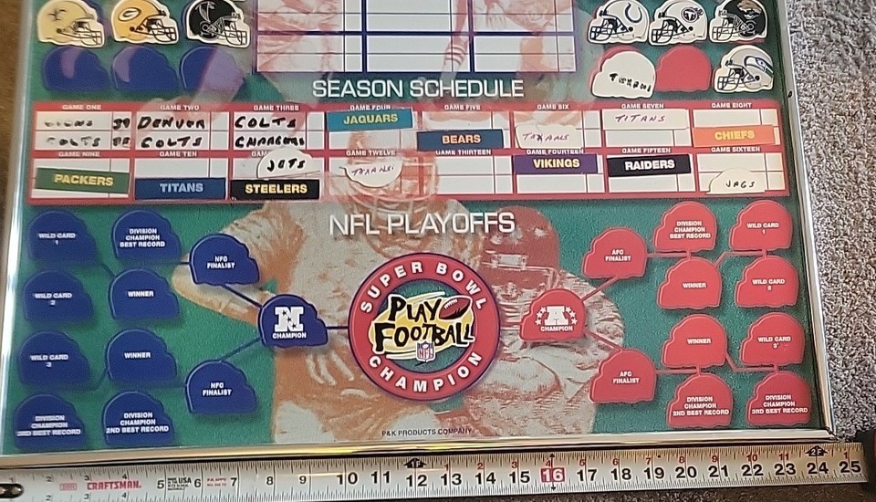 Vintage NFL Magnetic Team Standings Board 31 (32) Helmet P&K Superbowl ...