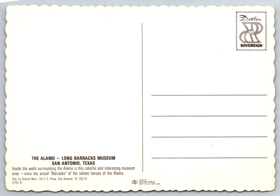 c1960s Alamo Long Barracks Museum San Antonia TX Vintage Postcard ...