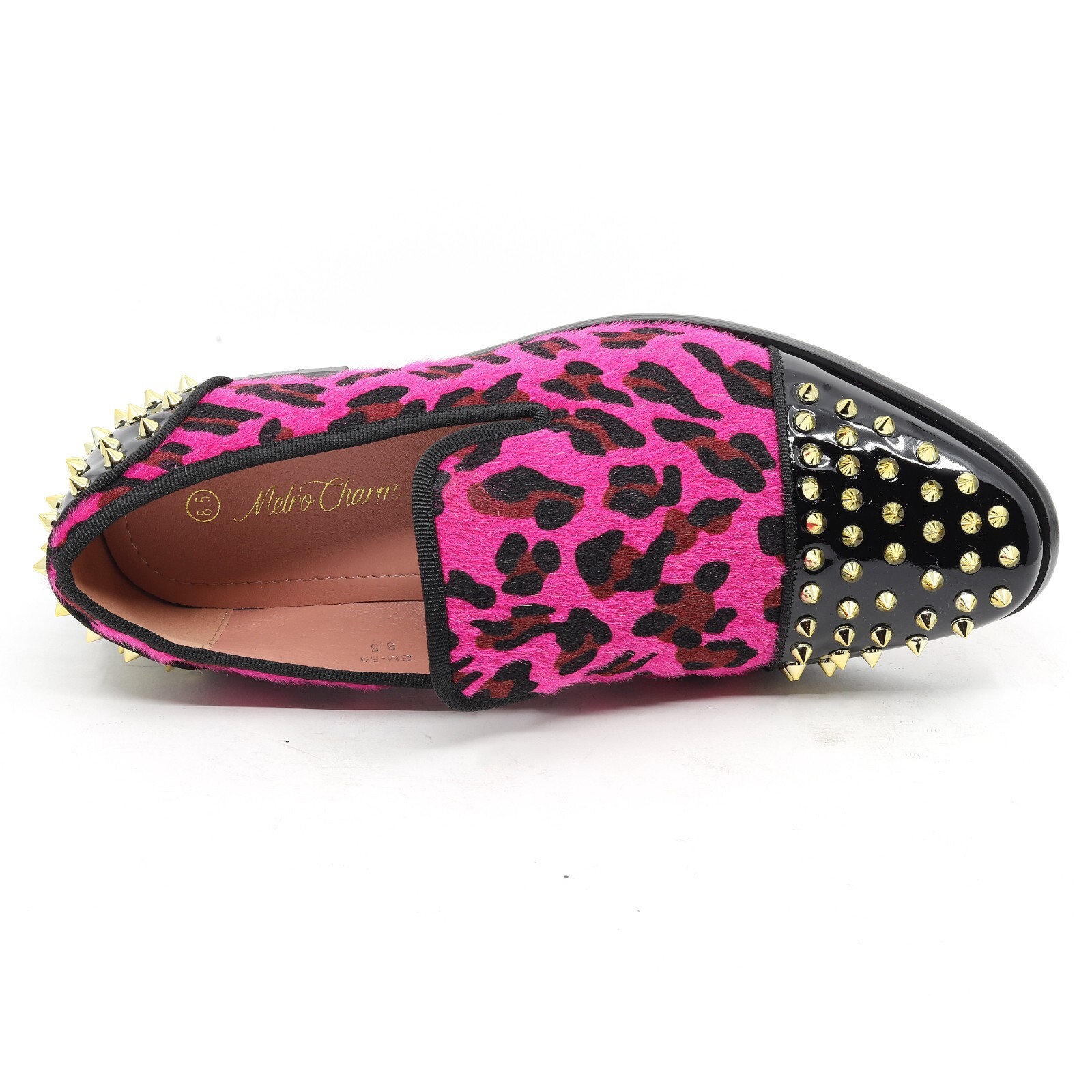 Men's Smoking Spiky Leopard Print Dress Loafers Slip On Homecoming Prom ...