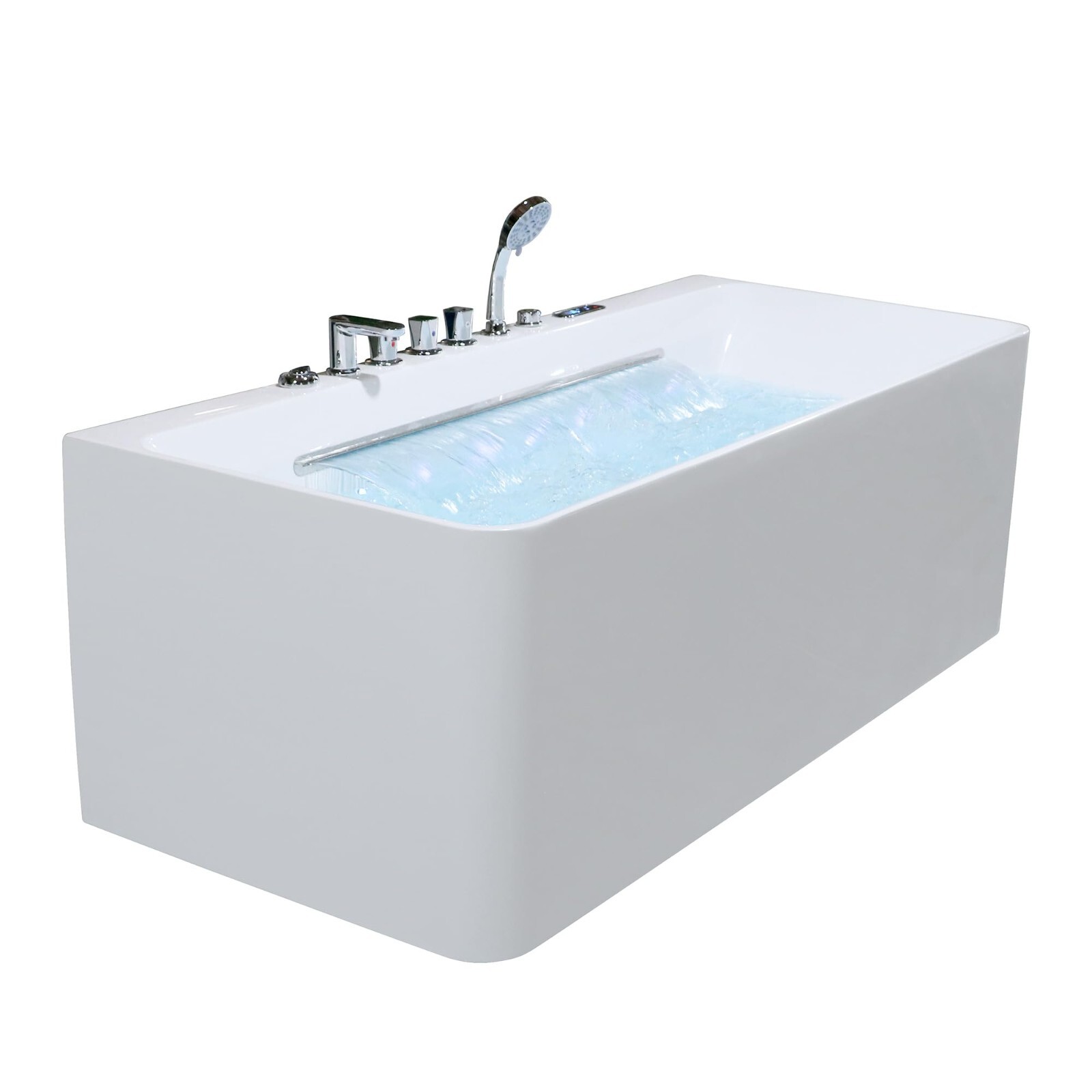 67" Freestanding Soaking jetted Bathtub SPA Hydro Massage Led Light UL ...