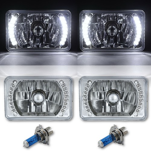 Octane 4X6" White LED Split Halo Headlight Halogen Headlamp 60W Light ...