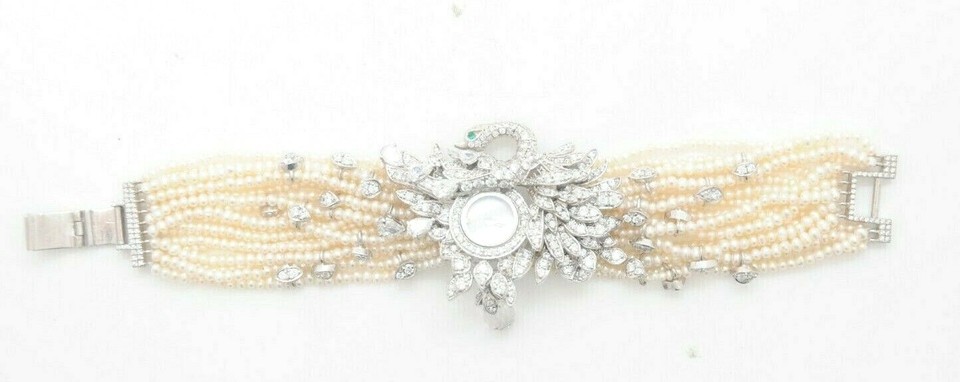 925 Sterling Silver Watches Simulated Diamond Pearl Swan Pear Drop Men ...