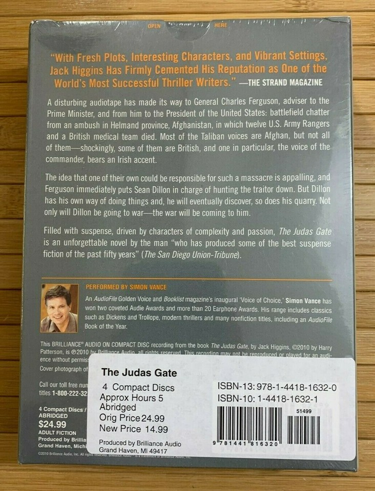 Audiobook CD Audio Set, JACK HIGGINS - THE JUDAS GATE ABRIDGED (AB-1136 ...