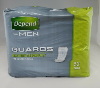 Depend Incontinence Guards for Men, Maximum Absorbency, 52 Pads Count ...