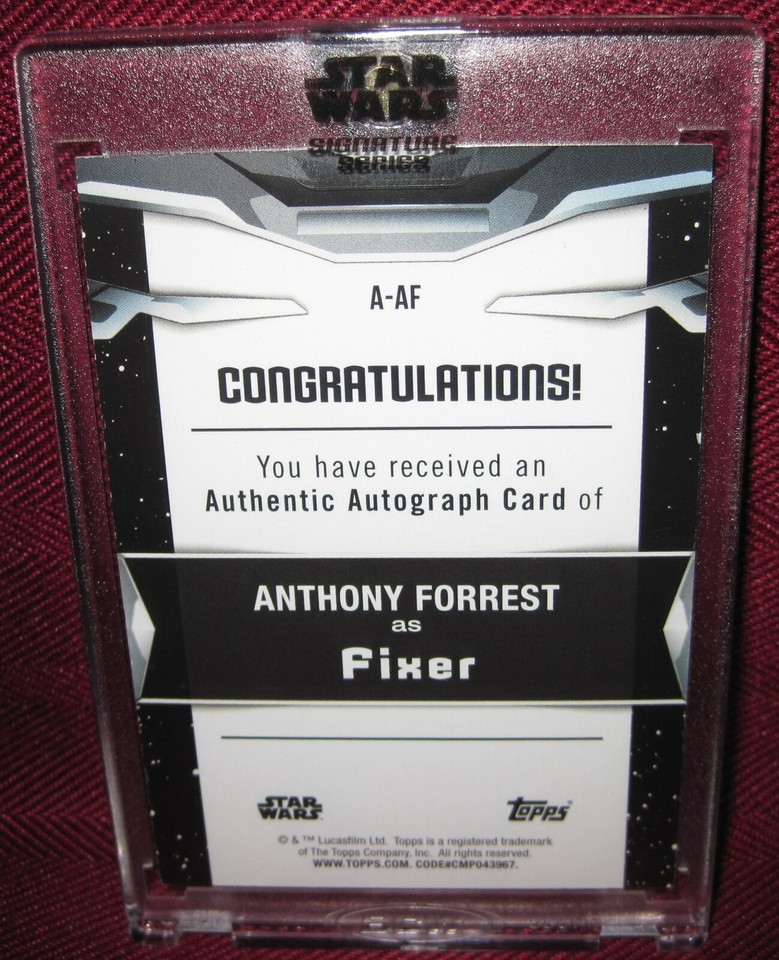 2021 TOPPS STAR WARS SIGNATURE SERIES AUTOGRAPH #AAF ANTHONY FORREST ...