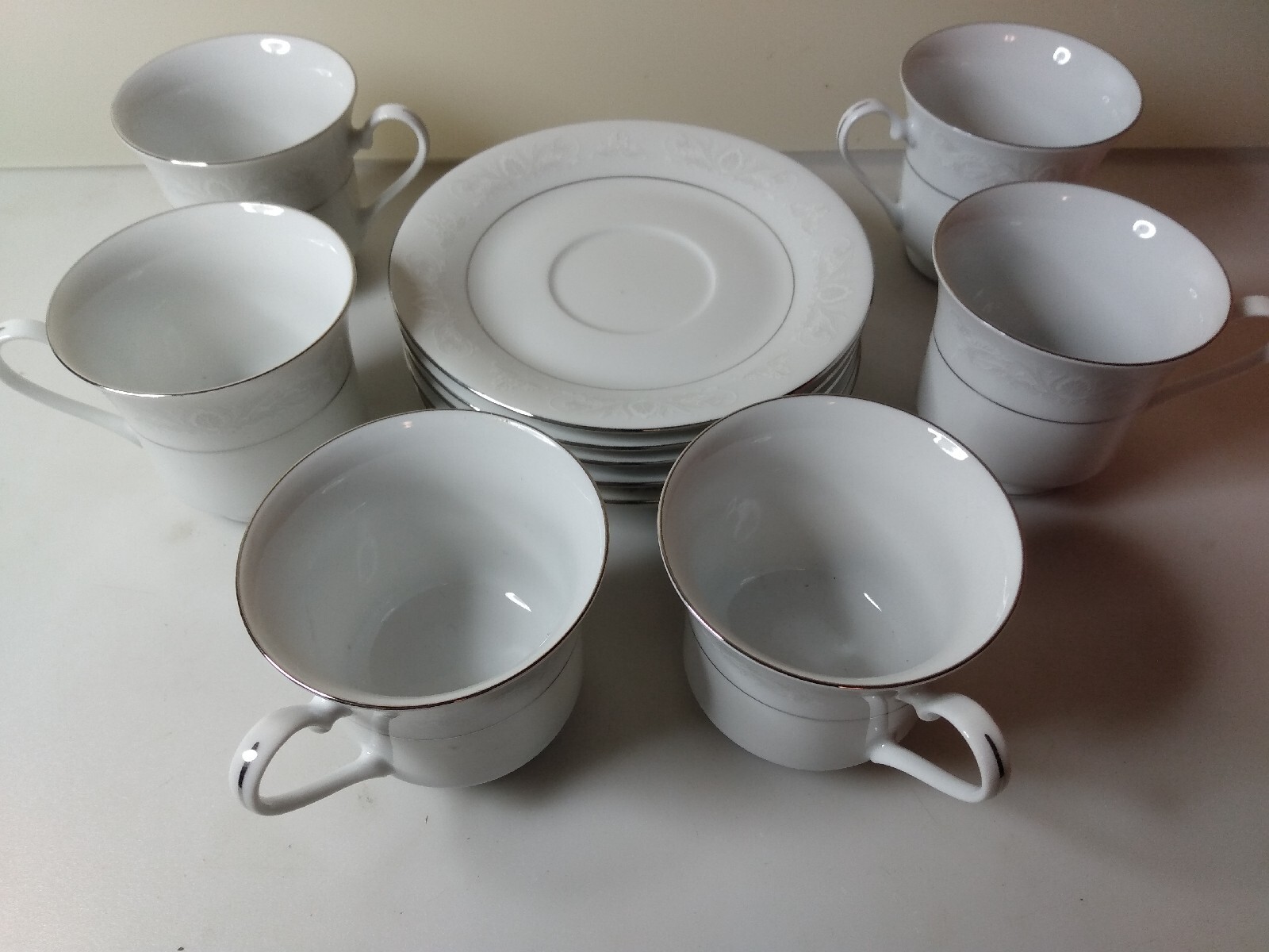 Crown Ming Fine China Queen's Lace Jian Shiang Set of 6 Cups W/ Saucers ...