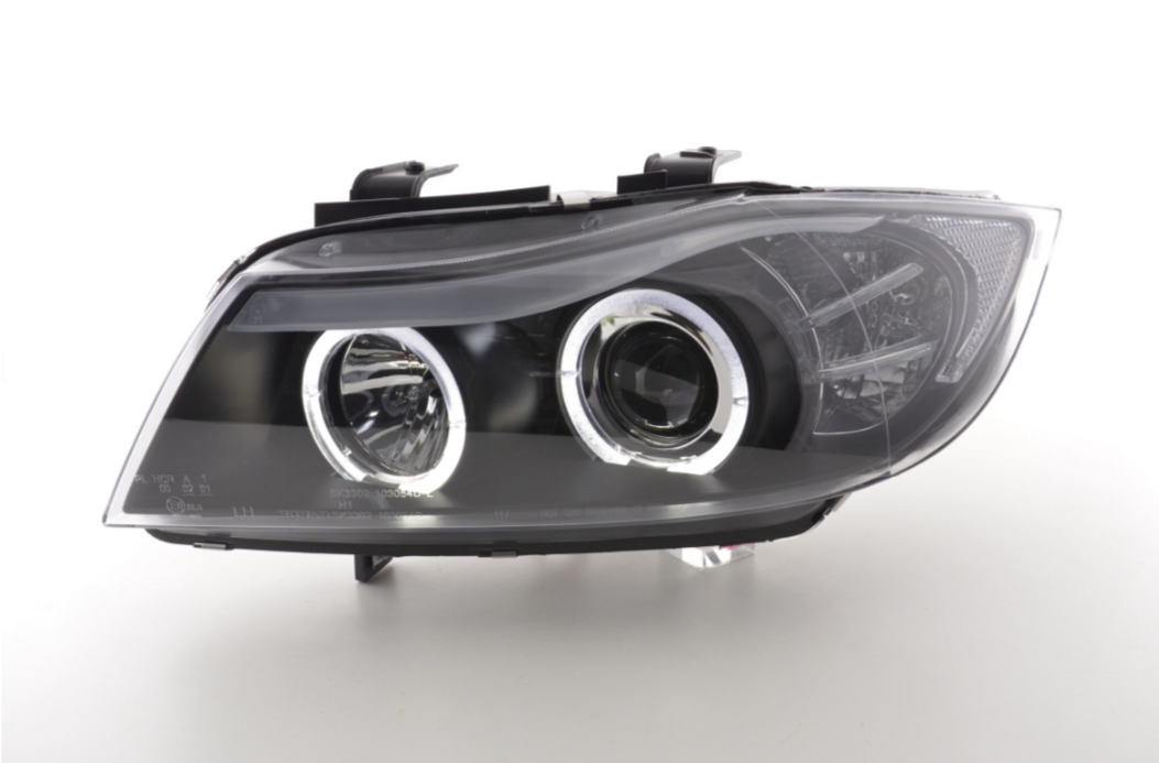 FK Pair LED DRL Halo Anello Headlights BMW 3-series E90 E91 05-08 black ...