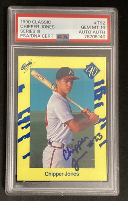 Chipper Jones Signed 1990 Classic #T92 Rookie Card Vintage Autograph ...