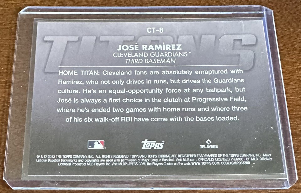 2023 TOPPS CHROME JOSE RAMIREZ TITANS INSERT / CLEVELAND GUARDIANS CT-8 ...