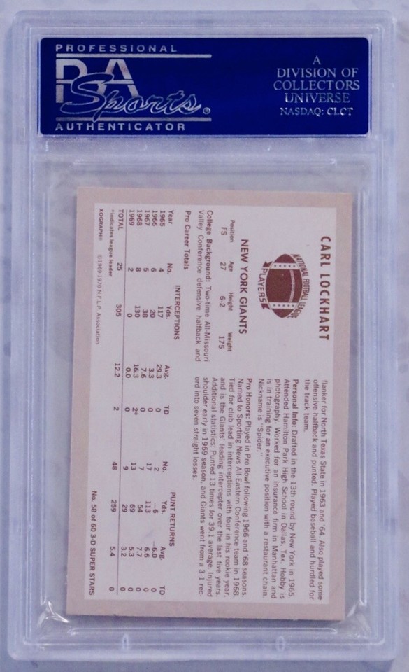 1970 Kellogg’s Spider Carl Lockhart #58 PSA 9 Mint New York Giants | eBay
