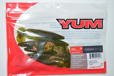 yum pulse 3.5" watermelon red flake bass soft plastic swimbait lure | eBay