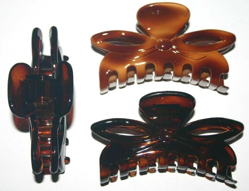 Navarro Fashion Hair Claw Women Long Bow Ribbon Cut Out Jaw Clip Made ...