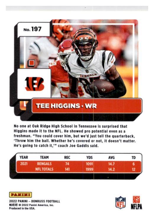 2022 Donruss #197 Tee Higgins Press Proof Premium Cincinnati Bengals | eBay