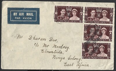 Great Britain 1937 KGVI Coronation Airmail FDC Posted to Kenya With SG ...