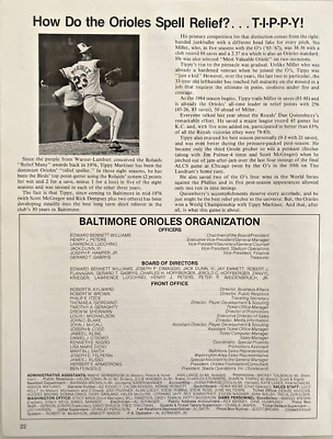 Tippy Martinez Baltimore Orioles Relief Pitcher Vintage 1984 Magazine ...