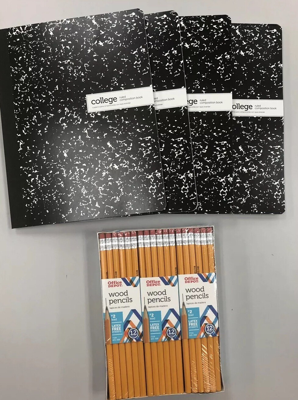 Composition Note-Books College Ruled 100 Sheets LOT of 4-And 72 Pencils ...