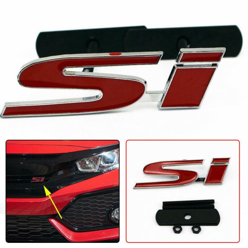 Metal 3d Red SI Badge Logo Car Front Grille Ornament Emblem for Honda ...