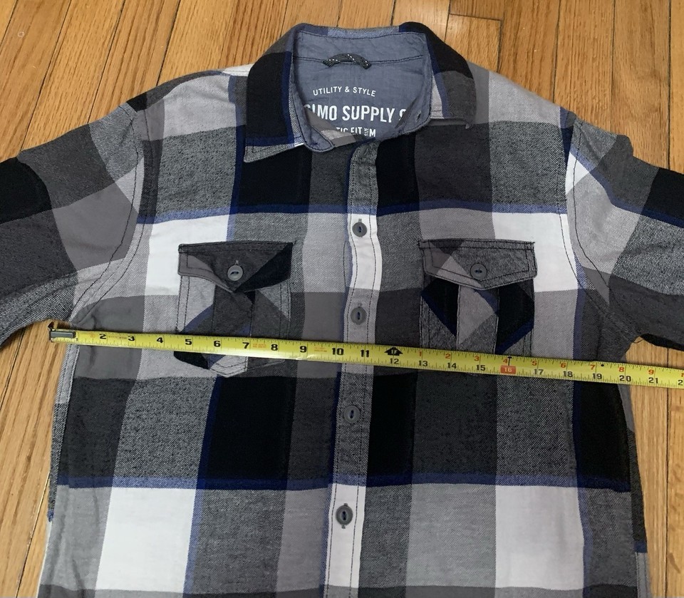 Vintage Men’s Mossimo Supply Co Double Flap Pocket Plaid Light FLANNEL ...