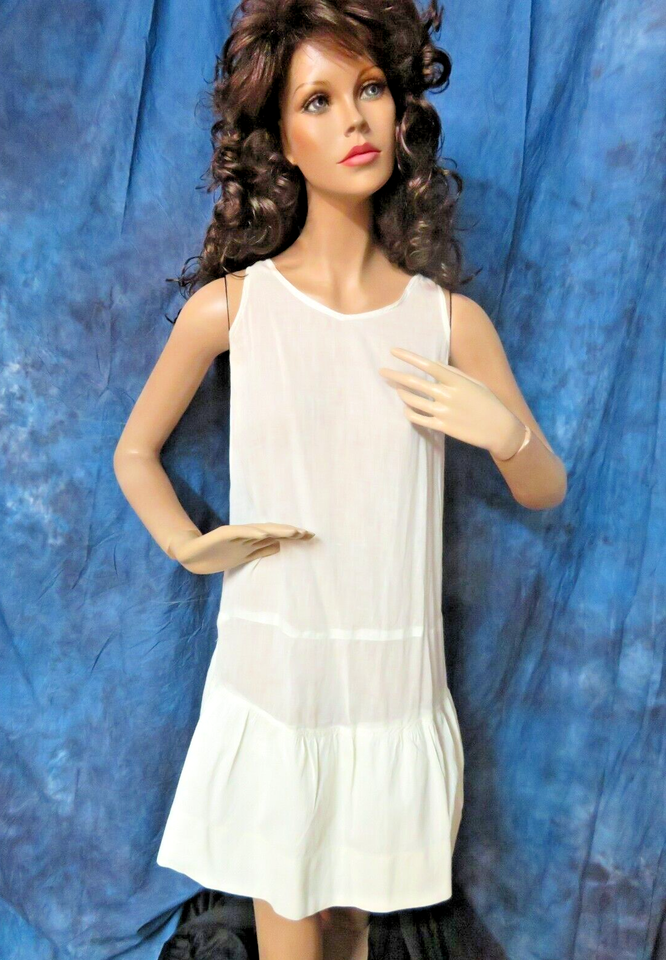 VINTAGE Original 1930 Art Deco FLAPPER dress SLIP Linen DOUBLE Ruffle ...