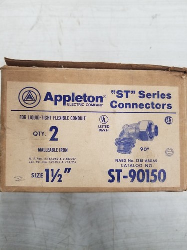 BOX OF 2 APPLETON ST-90150 1 1/2" 90° ELBOW CONNECTORS (NIB) | eBay