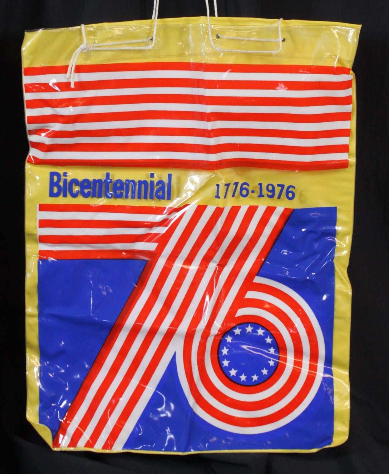 Vtg 1976 Plastic Tote Bag Bicentennial Drawstring 13x… - Gem