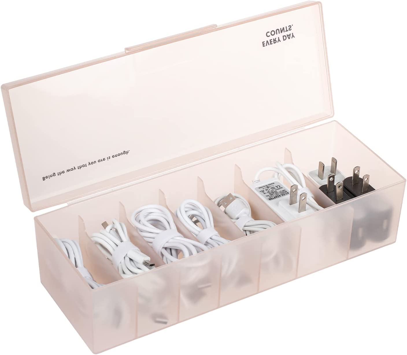 Plastic Cable Management Box with Lid and 7 Compartment, Large Cord ...