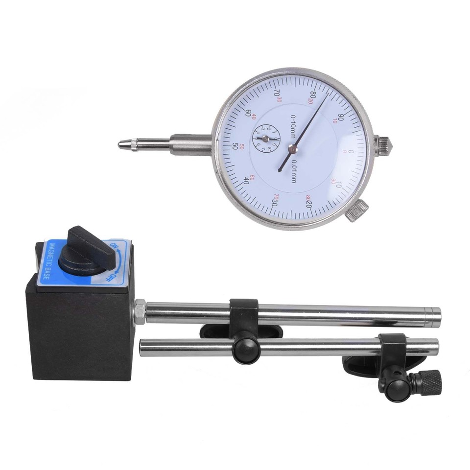 Dial Test Indicator DTI Gauge + Magnetic Base Stand Metric Precision ...