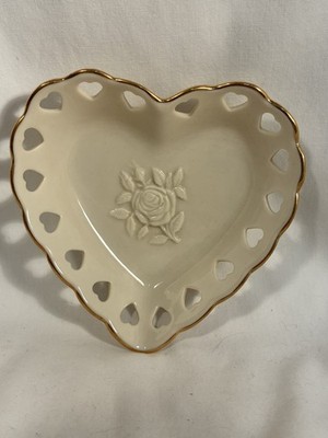 Lenox Heart Shape Dish Vintage Cutout Hearts Scalloped Edge Gold Rim 5 ...
