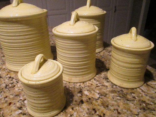 Linens and Things 10 piece Yellow Ceramic Crockery Canister Set | eBay