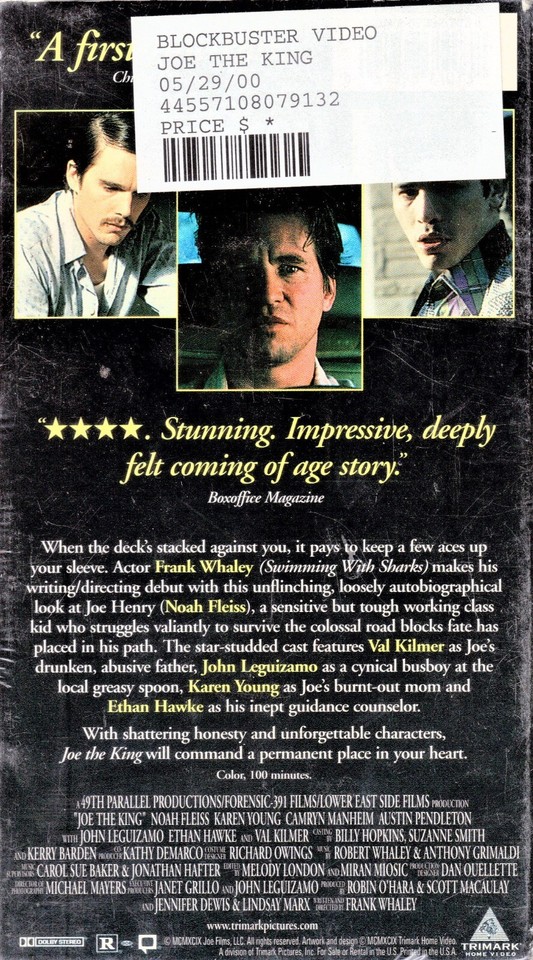 JOE THE KING- Noah Fleiss, Val Kilmer- Kid Struggling to Survive VHS LN ...