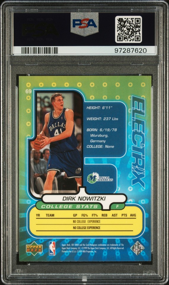 1998 UPPER DECK IONIX #69 DIRK NOWITZKI ROOKIE CARD RC PSA 10 GEM MINT ...