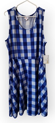 Lularoe Plaid 3XL Nicki Sleeveless Dress with Pockets Blues 3X New! | eBay