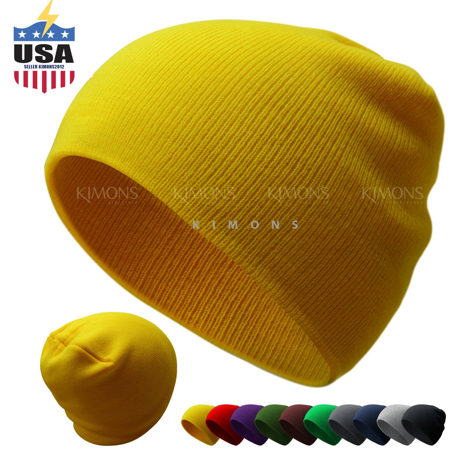 Short Beanie Cuff Plain Knit Hat Winter Solid Cap Slouchy Skull Ski Men ...