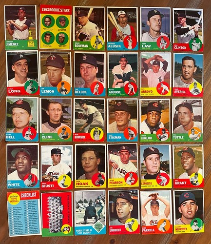 MLB Vintage Lot 1963 Topps 30 Baseball Cards Good Condition Commons No ...